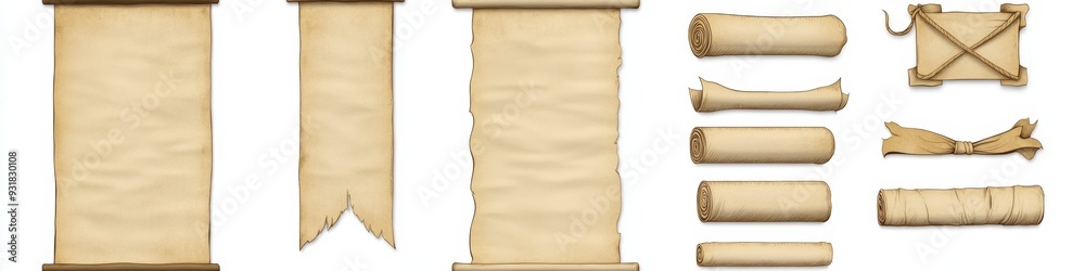 Vintage Engraved Scrolls and Banners: Elegant Hand-Drawn Design ...