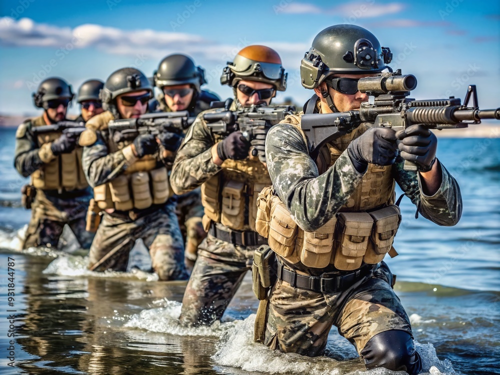 Navy SEAL Precision: Close-up shots of SEALs executing tactical ...