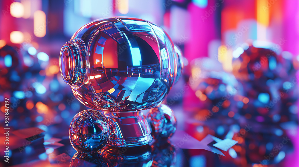 3D Pixel characters reflected in glossy surface, pixel character ...