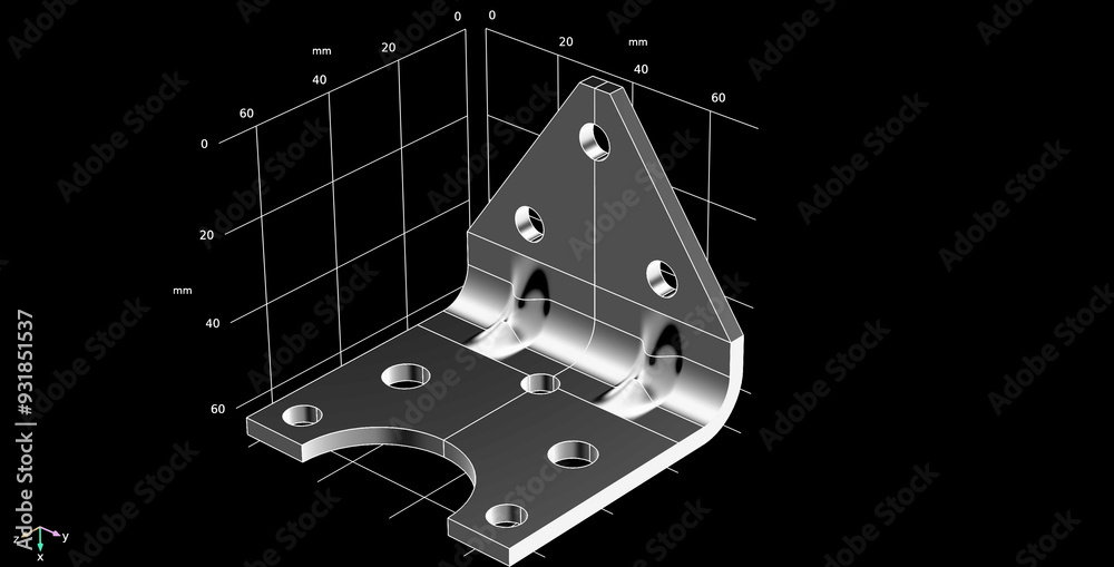 Metal bracket. Computer 3d modeling and investigation of parameters of ...