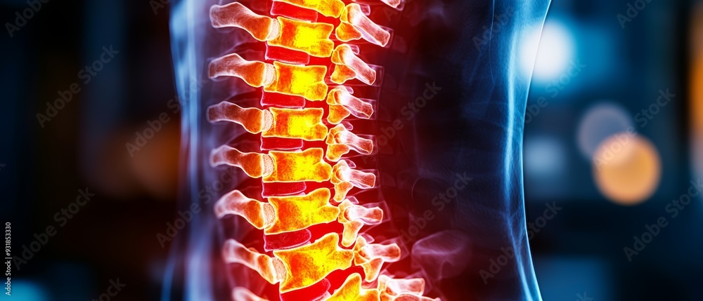 Diagnostic X-ray of the lumbar spine and pelvis, providing a clear view ...
