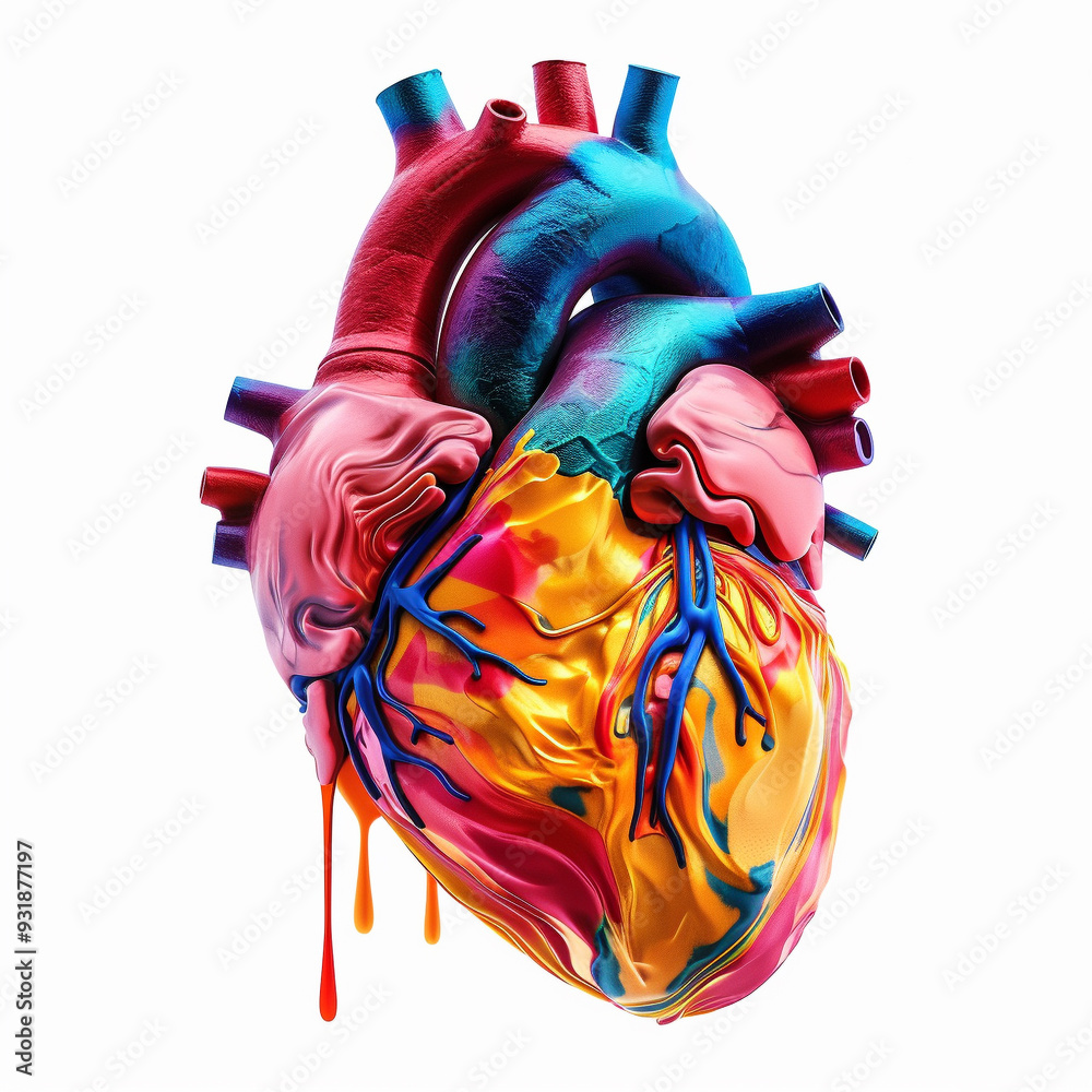 heart anatomy colorful illustration medical organ vibrant ...
