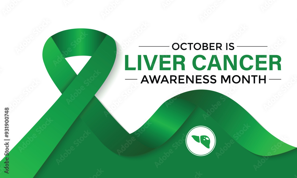 Liver cancer awareness month. Realistic Emerald Green Color Ribbon ...