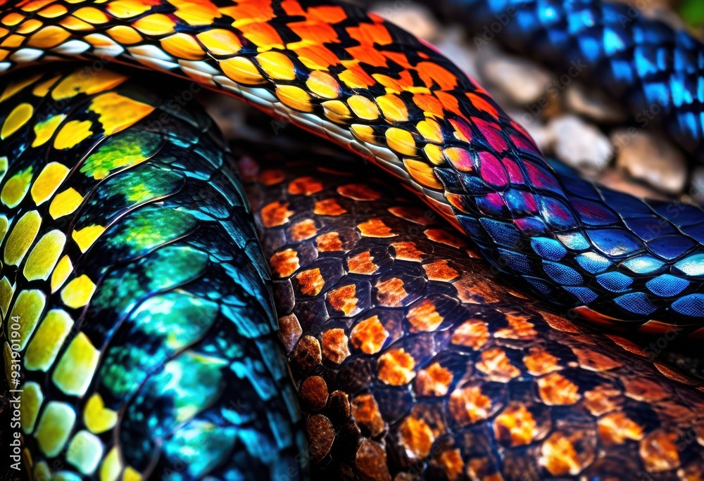 intricate snake skin patterns overlaying vibrant natural surfaces rich ...