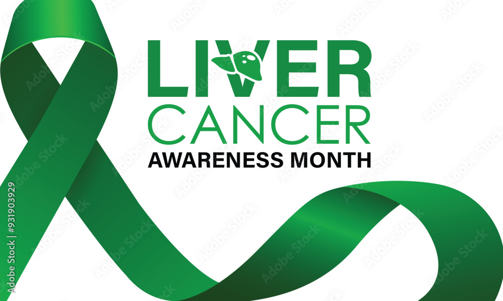 Liver cancer awareness month. Realistic Emerald Green Color Ribbon ...
