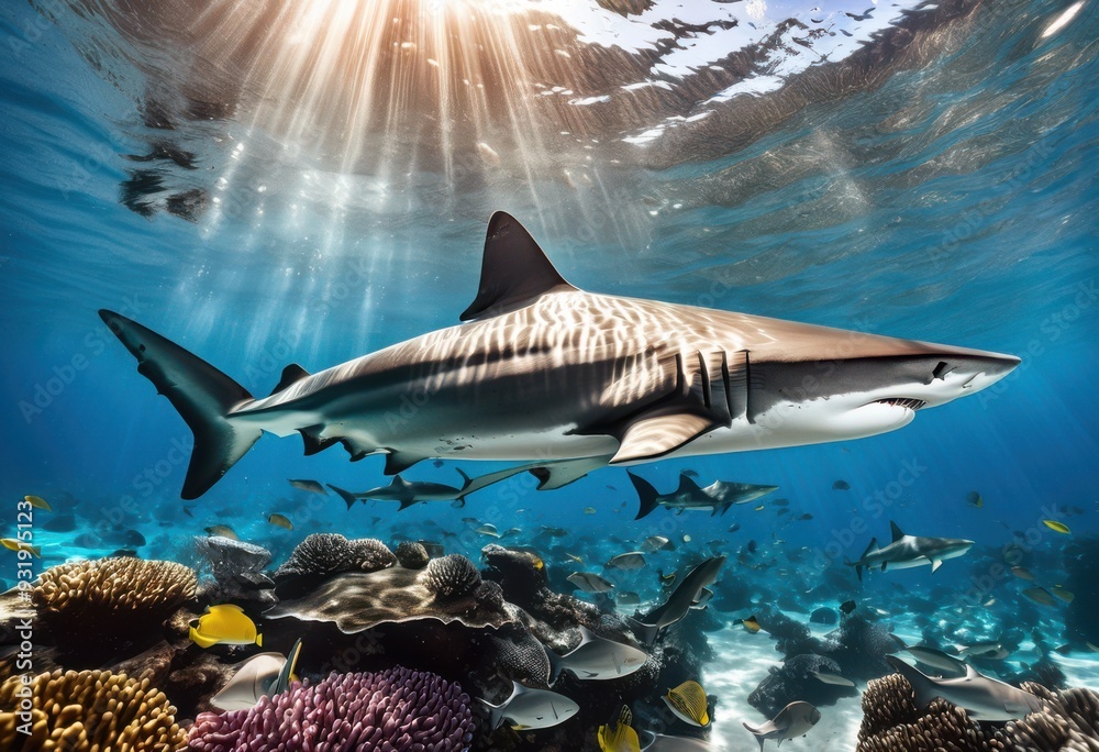 energetic sharks swimming gracefully thrilling underwater video footage ...
