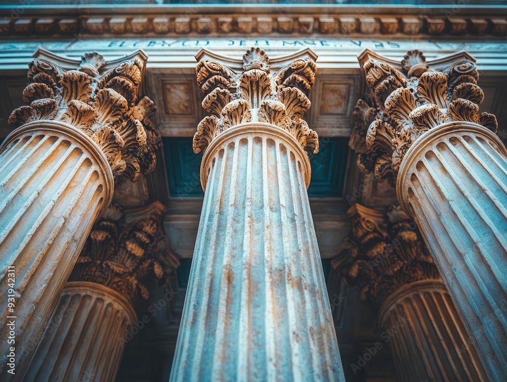 majestic courthouse facade scales of justice overlay legal concept ...