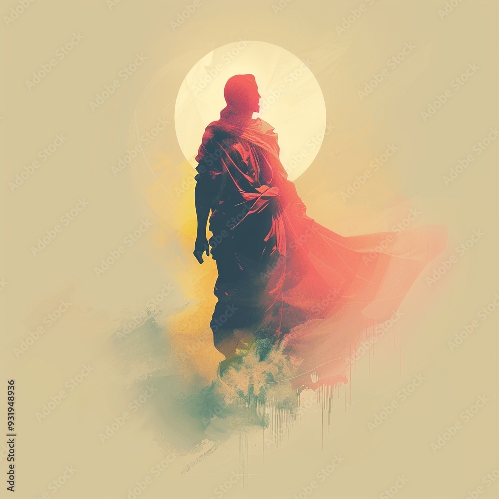 A minimalist illustration depicting the Resurrection of Jesus ...