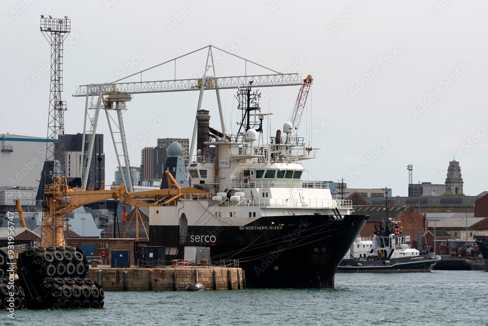 Portsmouth England, UK. 18.08.2024. Auxiliary ship, alongside, SD ...