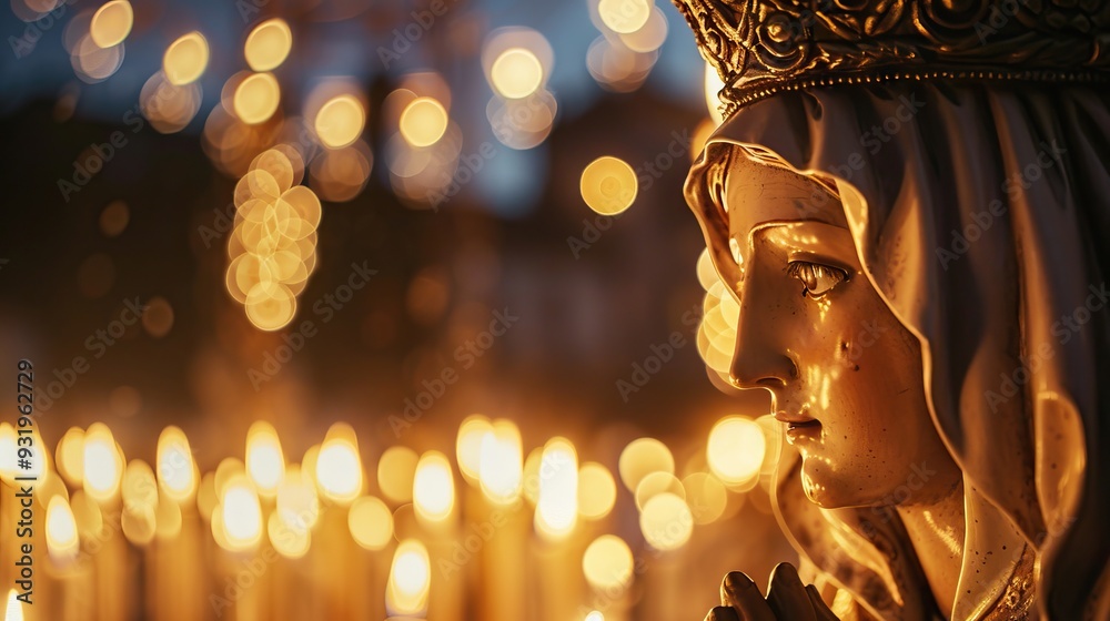 Statue of Our Lady of Fatima at the procession of the candles at the ...