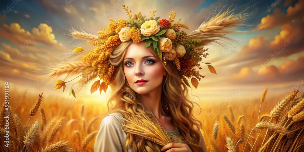 Virgo zodiac sign depicted as a harvest maiden in a detailed , Virgo ...