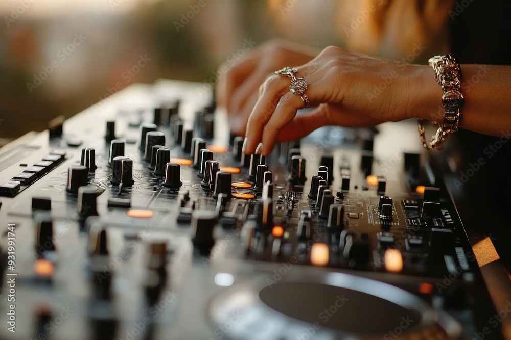 DJ Hands Mixing Tracks on a Modern Turntable Capturing the Skill Rhythm ...