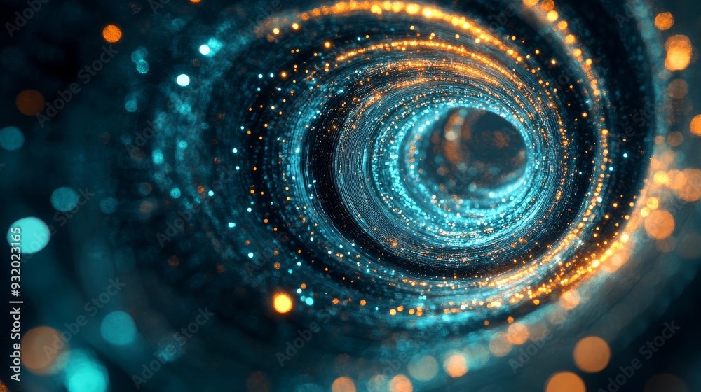 An abstract visualization of AI as a spiraling stream of data flowing ...