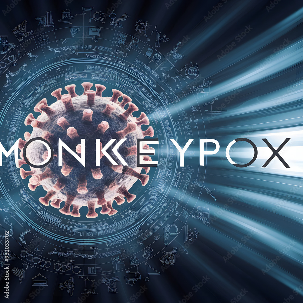 Book cover showing the structures of monkeypox virus at a microscopic ...