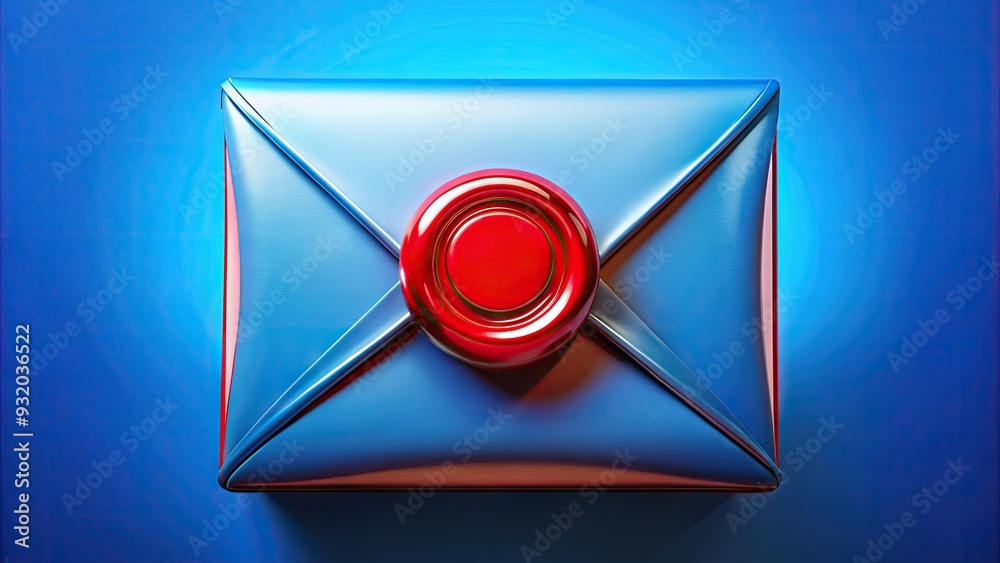 Colorful metallic envelope icon with a glossy finish, sealed with a red ...