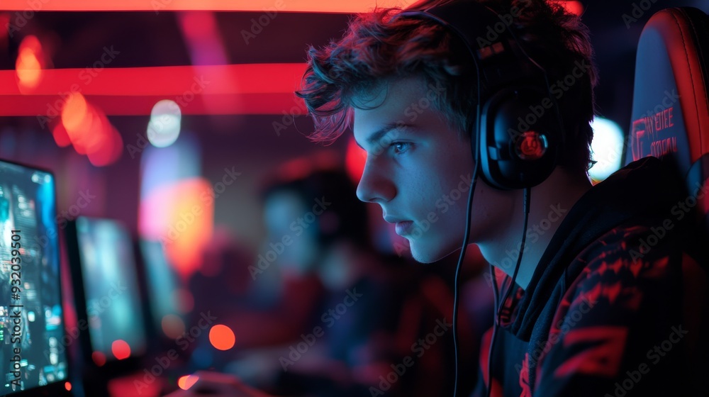 Gamers of all ages and backgrounds immersed in a competitive match ...