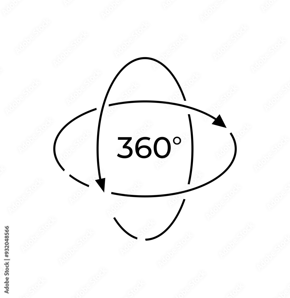 Minimalistic icon with a 360-degree view symbol, representing VR ...