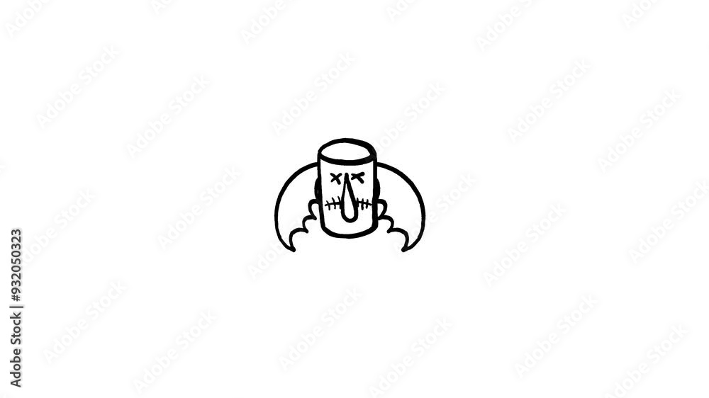 Cartoon crazy doodle aspen stake whiteboard. Seamless loop horror ...