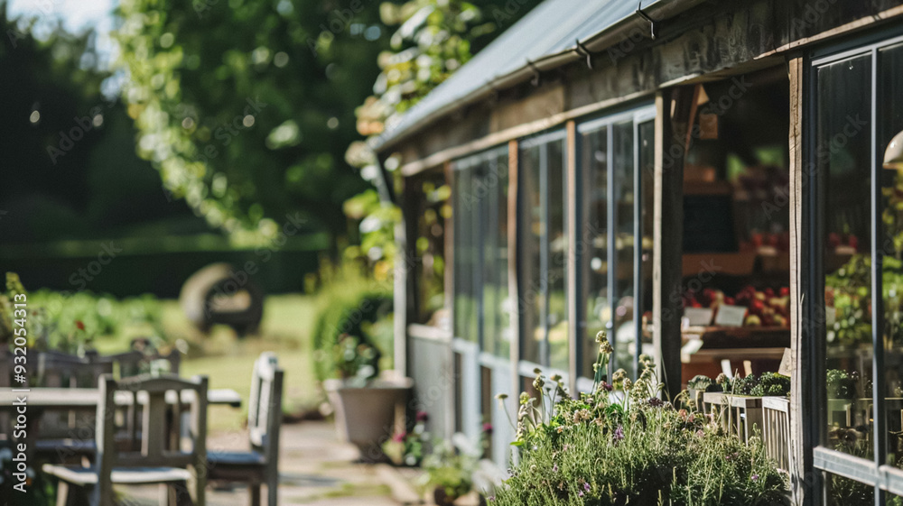 Details and products on shelves in the English counryside farm shop ...