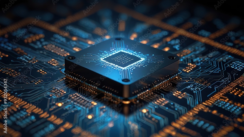 Abstract technology circuit design CPU motherboard of a computer board ...