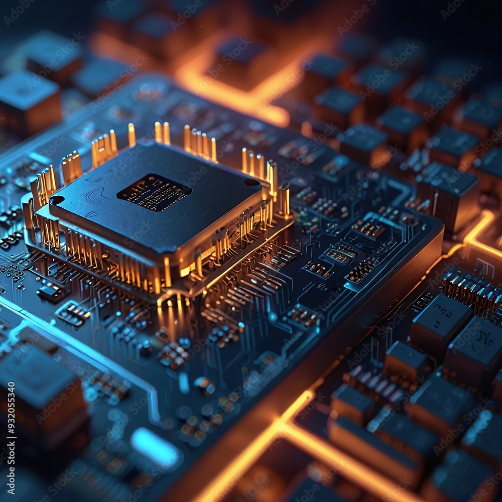 Abstract technology circuit design CPU motherboard of a computer board ...