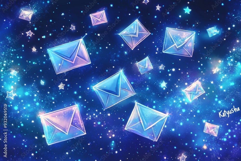 Magical Letters in the Starry Night - A whimsical illustration ...