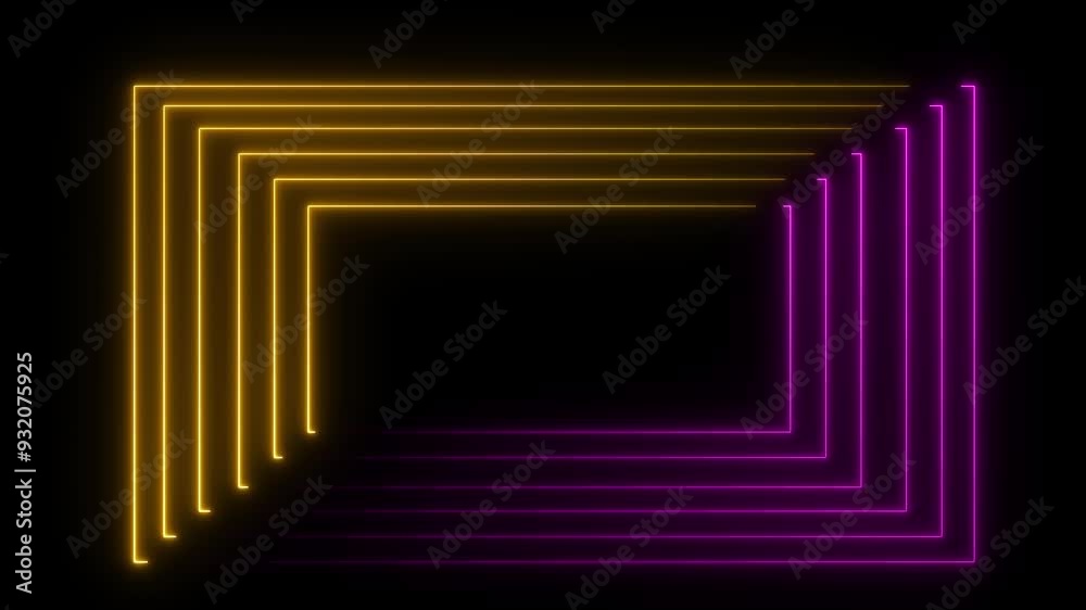 Neon Light Animated Glowing Border Stylish Frame. Neon abstract rectangle shape line animation ...