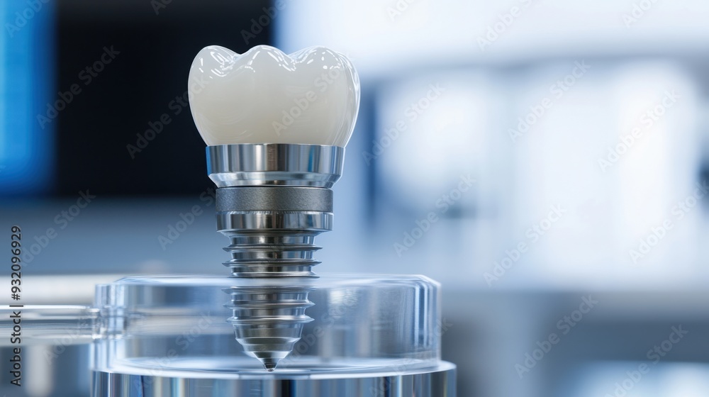 Detailed close-up of a human tooth implant, showcasing the intricacies ...