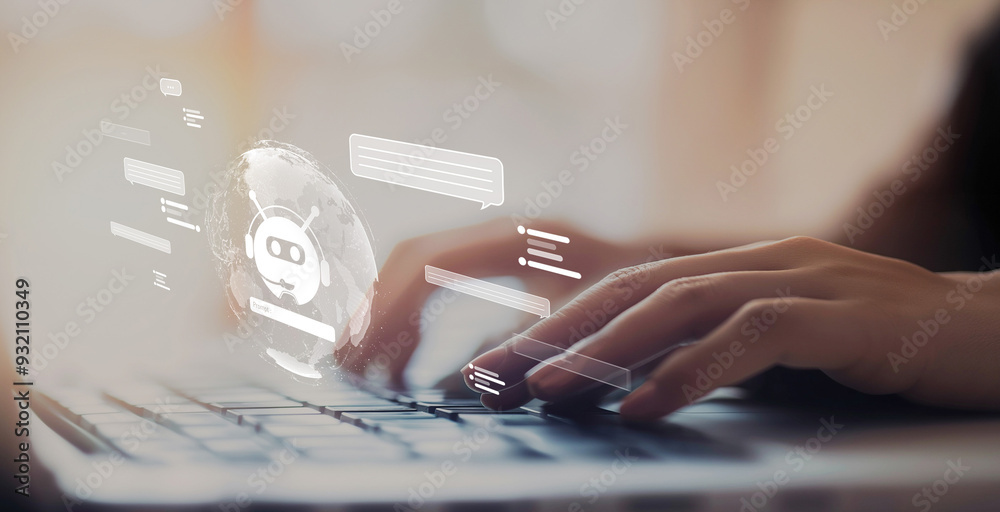 Human interact with AI artificial intelligence virtual assistant ...