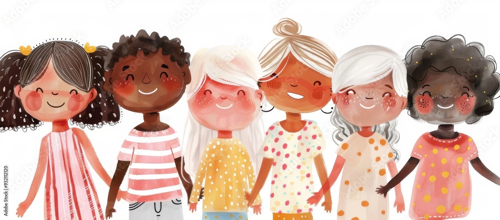 In an AI generative scene, a group of fictional children from various ...