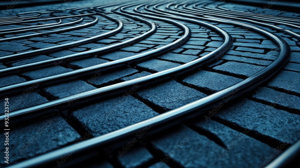 Steel I-beams in vibrant blue finish and rebar are arranged on the ...