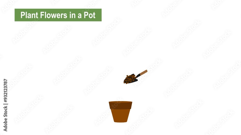 animated plant growth stages in a pot set. how to plant flower from ...