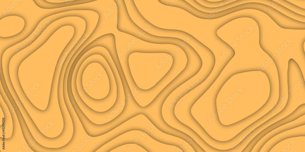 orange 3d papercut from topography vector design abstract background ...