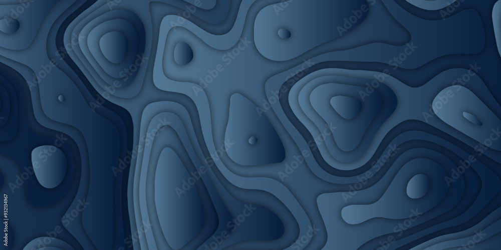 navy blue 3d papercut from topography vector design abstract background ...