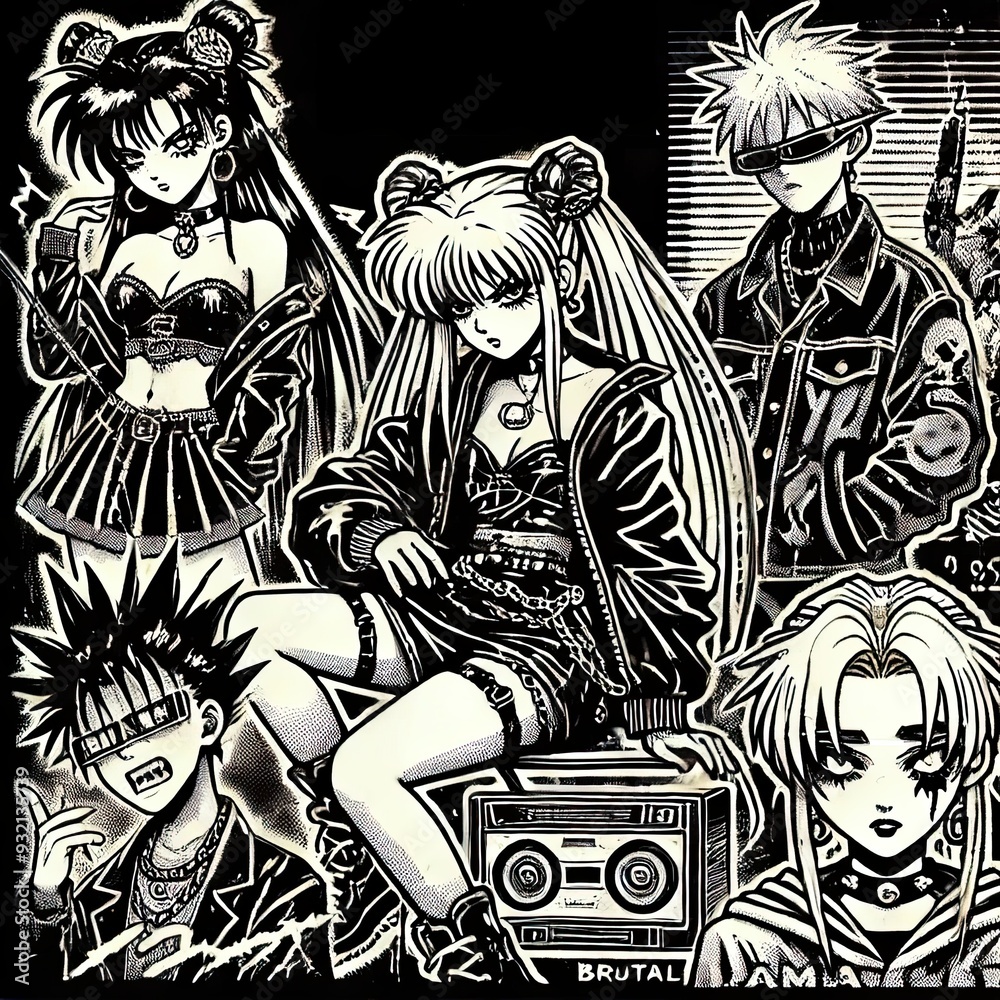 Y2K Manga Collage. A stylish and glamorous Y2K-inspired manga anime ...