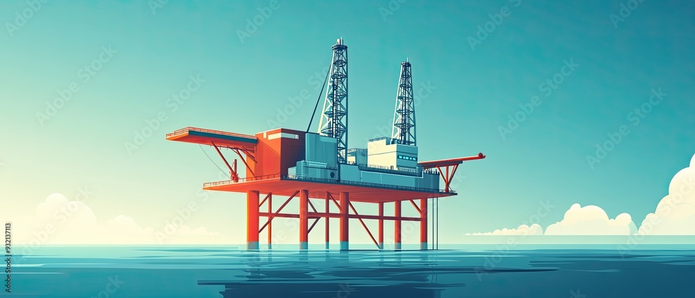 Simple offshore platform structure with minimal details and smooth ...
