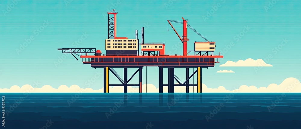 Simple offshore platform structure with minimal details and smooth ...
