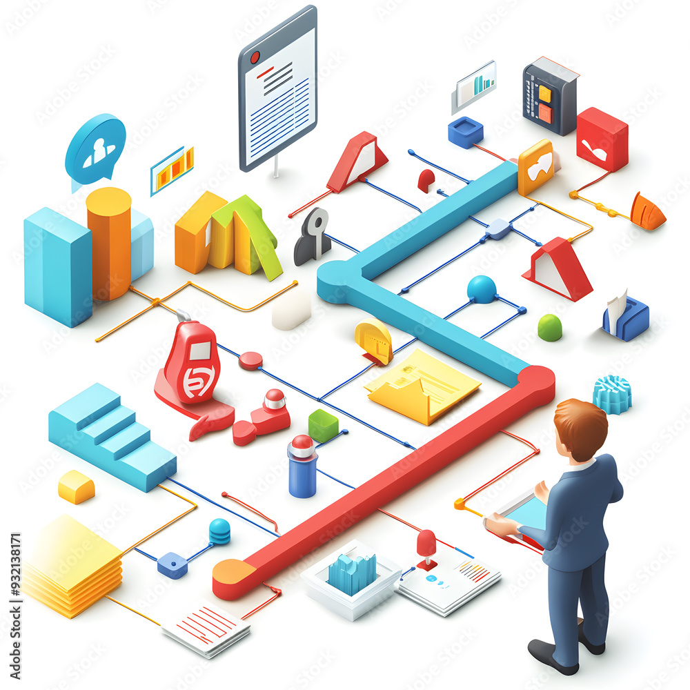 Project Management Visualizing Workflow with 3D Business Cartoons ...