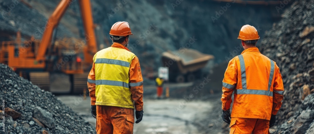 High-standard mining site safety showcasing workers in safety gear ...