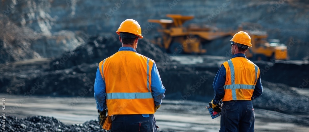 High-standard mining site safety showcasing workers in safety gear ...