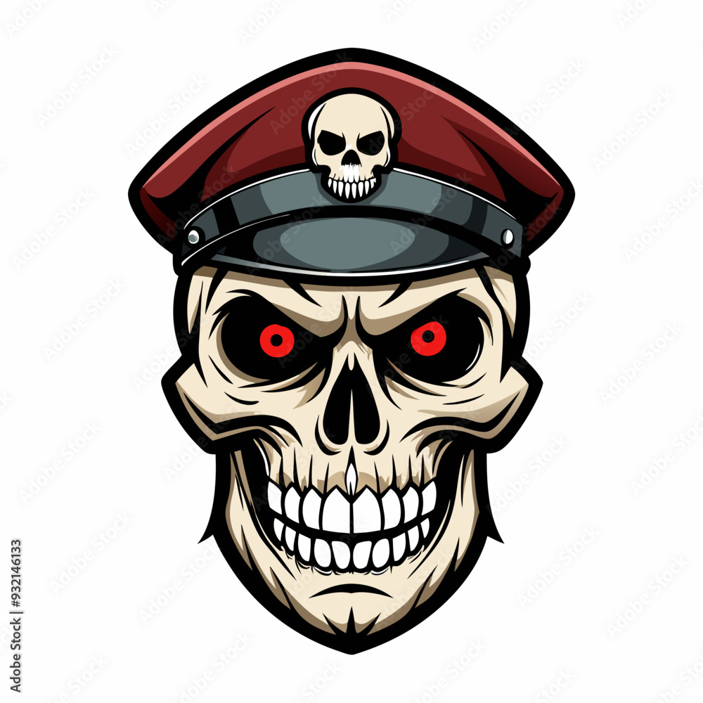 Vetor de Design a Powerful, Menacing Skull in a Tactical Beret Bold ... Vetor de Design a Powerful, Menacing Skull in a Tactical Beret Bold ...