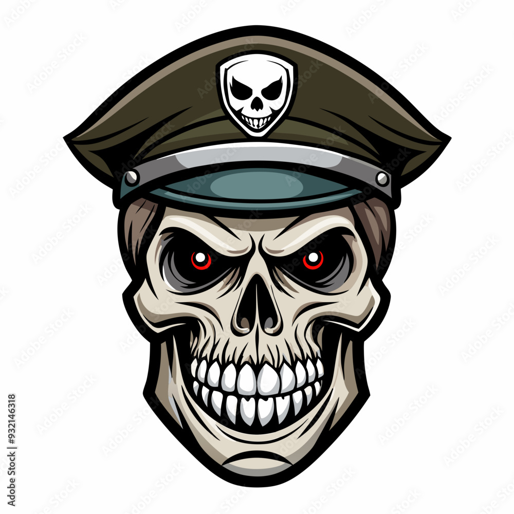 Vetor de Design a Powerful, Menacing Skull in a Tactical Beret Bold ...