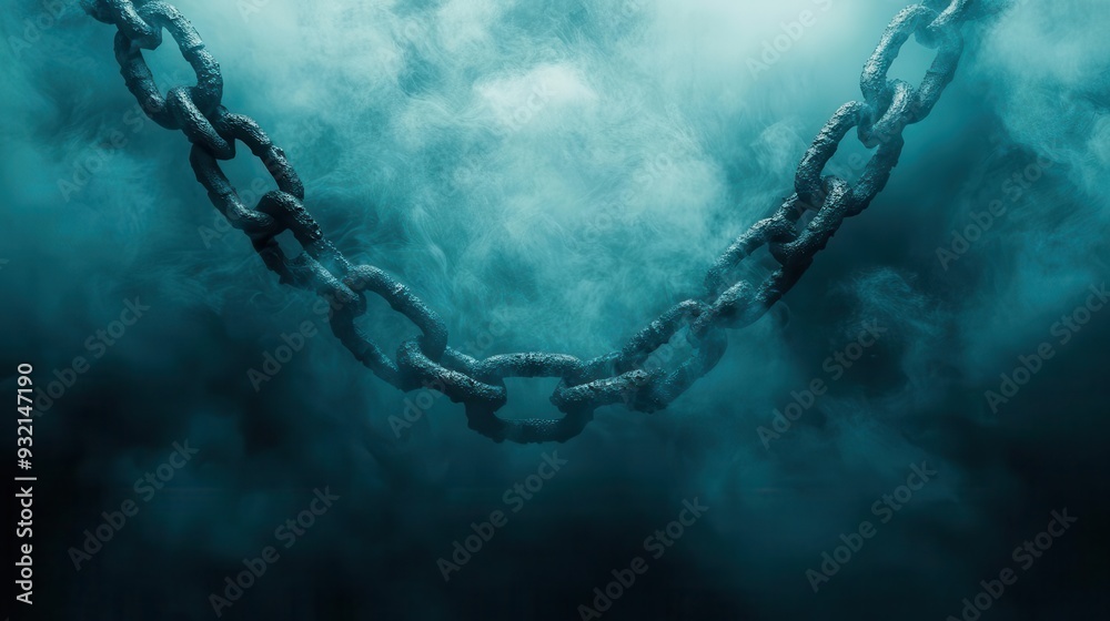 ethereal chains dissolving into smoke symbolizing liberation from ...