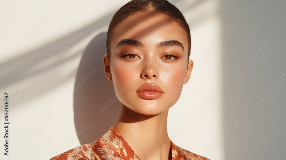 Mongol Fashion Model in Avant-Garde Attire Standing Poised in Dramatic ...