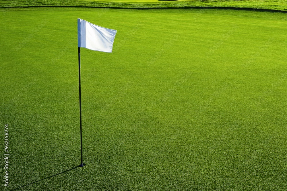 Golf Flagstick. Blank White Flagstick on Putting Green in Golf Course ...