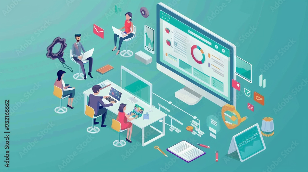 Business training and development, e-learning concept, coaching ...