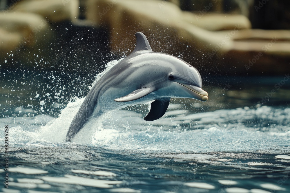 Dolphin Leaping Out of the Water - A dolphin leaps out of the water ...