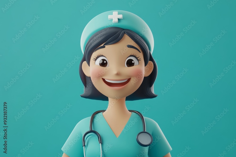 Friendly Female Nurse Cartoon Character 3D - A friendly cartoon nurse ...