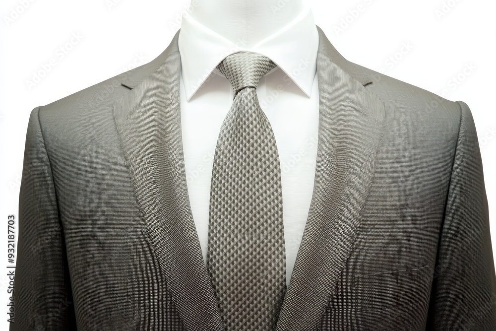 Grey Suit with White Shirt and Silver Tie - A close-up of a man's grey ...