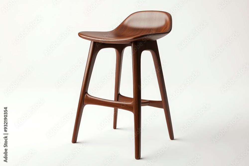 Modern Walnut Bar Stool for Kitchen or Dining Room - A sleek and ...